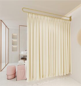 premium room divider curtain, wall mounted partitions rods separator bars with 2 m high privacy screens drapes & bracket, hospital office panel privacy dividers (color : b, size : 1 pack 78.7in/200c