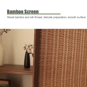 Bamboo Room Divider 4 Panel, Freestanding & Folding Privacy Screen with Swivel Casters, Office Weave Fiber Partition Wall Panels (Color : Brown, Size : Tall 170cm/67 in)