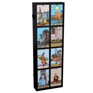 Red Lantern 4 ft. Short Double Sided Rider-Waite Tarot Canvas Folding Screen 6 Panel Freestanding Partition and Separator for Modern and Contemporary Bedroom, Home Office, Studio, Dorm, Apartment