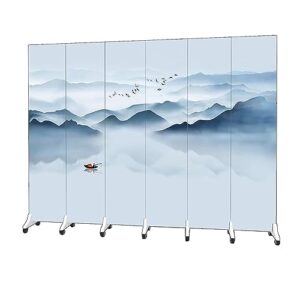 chinese style room divider screen, 4 5 6 panels folding partition with landscape picture pattern, folding privacy screens for office apartment decor (color : 6 panel, size : tall 180cm/5.9ft)