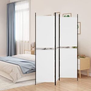 3-panel room divider white 59.1"x70.9" fabric,folding screens room dividers privacy screen portable suitable forhome office restaurant bedroom