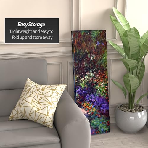 Red Lantern 4 ft. Short Double Sided Works of Monet Canvas Lilies/Garden at Giverny Folding Screen, Multicolor