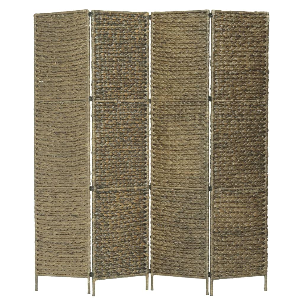 4-Panel Room Divider Brown 60.6"x63" Water Hyacinth,Freestanding Folding Screens Privacy Screen Wall Divider Portable Suitable forHome Office Restaurant Bedroom