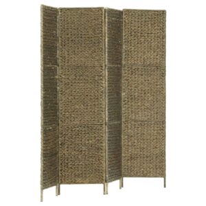 4-Panel Room Divider Brown 60.6"x63" Water Hyacinth,Freestanding Folding Screens Privacy Screen Wall Divider Portable Suitable forHome Office Restaurant Bedroom