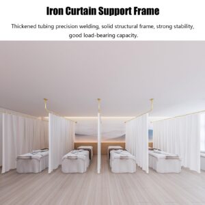 L Shape Room Divider Rod, Wall Mounted Beauty Salon Partitions Separator with 2 M High Privacy Curtains, Fitting Room Office Hospital Shared Bedroom Panel Temporary Wall (Color : Gold Rod+A Curtain,