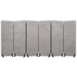 6 panels freestanding acoustic room divider grey tone color cement wall concrete texture grunge surface meterial soundproof privacy screen folding sound absorbing partition wall divider for office