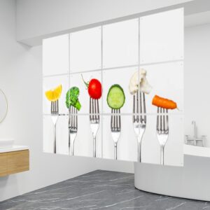 12 PCS Hanging Room Divider Fruit vegetable forks against healthy eating dieting Decorative Solid PVC Board Screen Panels Room Partition Wall Screen Panels for Bedroom Dining Room Office