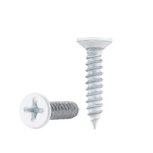 xqdwx #8 x 3/4 inch stainless steel self-tapping wood screw set, suitaple for home renovation, furniture assembly, and wood working projects, white head, 100 pack, 4220ws-wh-100