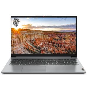 lenovo ideapad 1 laptop, 15.6" fhd screen, intel core i3-1215u, 12gb ram, 512gb ssd, webcam, hdmi, wi-fi 6, fingerprint reader, windows 11 home, grey