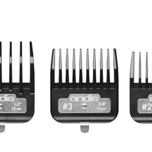 Andis 33640 BG-Series Premium Metal Clip Comb Set - Provides Sharp Cutting Blades with Long-Lasting Performance, Available in 7 Different Sizes – Black