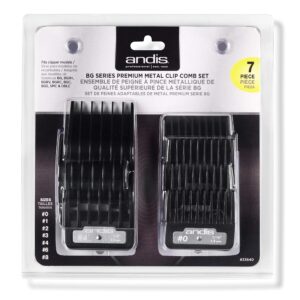 Andis 33640 BG-Series Premium Metal Clip Comb Set - Provides Sharp Cutting Blades with Long-Lasting Performance, Available in 7 Different Sizes – Black