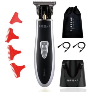 supreme trimmer t shaper liner trimmer for men | cordless trimmer for sensitive skin, kids & elderly | low noise beard trimmer, zero gap barber trimmer (silver)