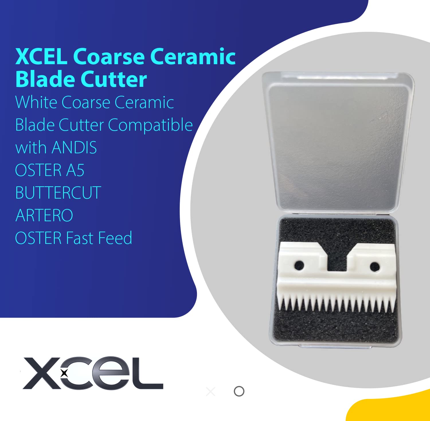 XCEL Ceramic Coarse Pet Replacement Cutter Blade Compatible with Fast-Feed, Andis, Oster A5, and Walh KM Series (4 Pack)