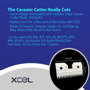 XCEL Ceramic Coarse Pet Replacement Cutter Blade Compatible with Fast-Feed, Andis, Oster A5, and Walh KM Series (4 Pack)