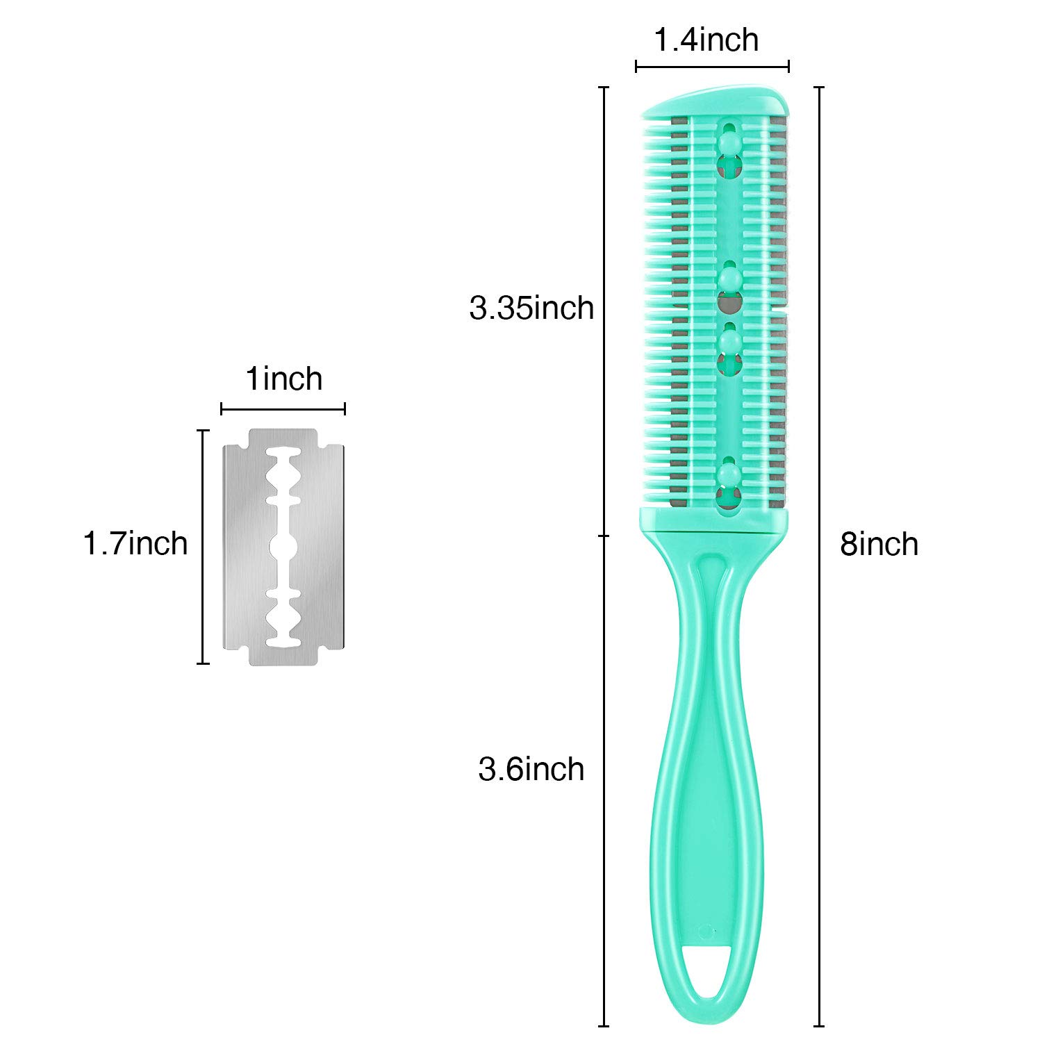 3 Pieces Razor Comb with 10 Pieces Razors, Hair Cutter Comb Cutting Scissors, Double Edge Razor, Hair Thinning Comb Slim Haircuts Cutting Tool (Green)