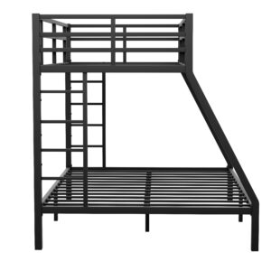 twin xl over queen bunk bed for boys/girls/teens/adults, heavy-duty metal bunk beds frame with 2 ladders & full-length guardrail, under bed storage space, noise reduced, no box spring needed