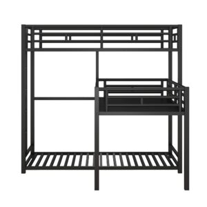 SOFTSEA Heavy Duty Triple Bunk Bed for Kids, Metal L-Shaped Bunk Bed for 3 Kids, Twin Over Twin Over Twin Bunk Bed, Space Saving