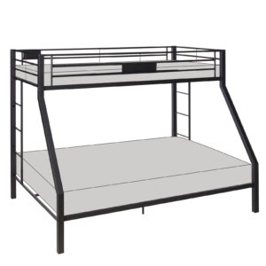 acme limbra frame twin over queen metal bunk bed with ladder in sandy black