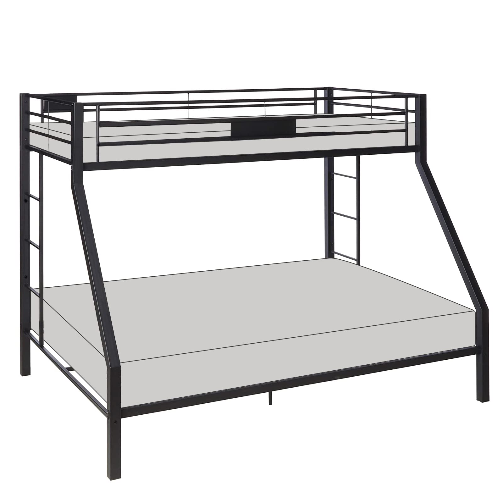 Acme Limbra Frame Twin over Queen Metal Bunk Bed with Ladder in Sandy Black