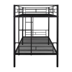 CALABASH Bunk Beds Twin Over Twin, Heavy Duty Twin Size Metal Bunk Bed Frame with Guardrail & Ladders, Space-Saving, Noise Free, No Box Spring Needed (Black)