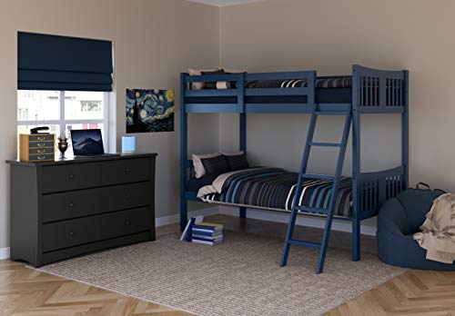 Storkcraft Caribou Twin-over-Twin Bunk Bed (Navy) – GREENGUARD Gold Certified, Converts to 2 individual twin beds