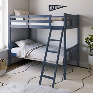 Storkcraft Caribou Twin-over-Twin Bunk Bed (Navy) – GREENGUARD Gold Certified, Converts to 2 individual twin beds