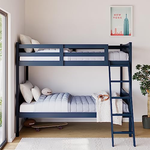 Storkcraft Caribou Twin-over-Twin Bunk Bed (Navy) – GREENGUARD Gold Certified, Converts to 2 individual twin beds