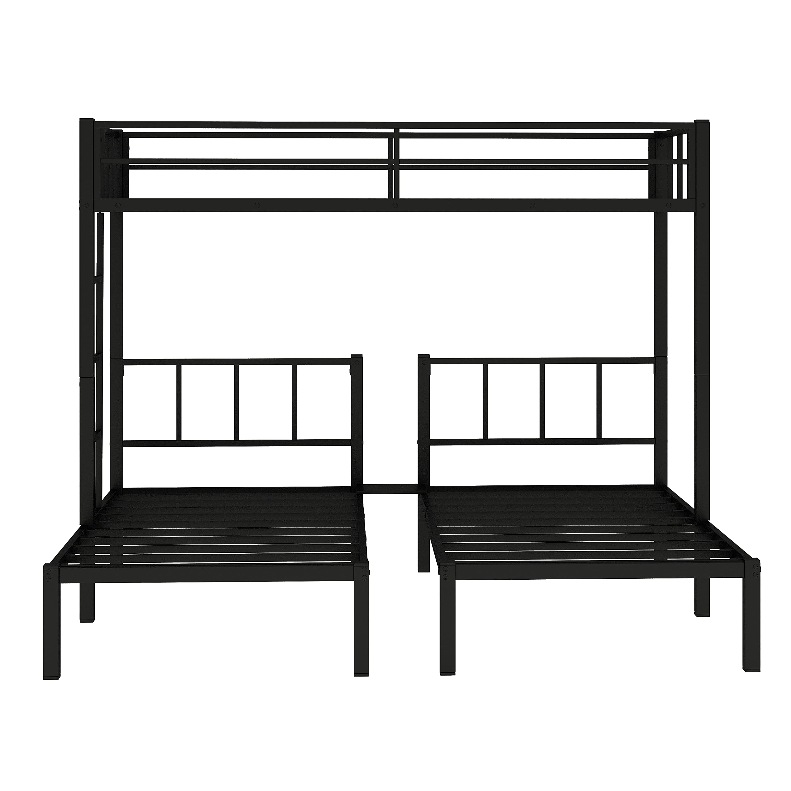 Harper & Bright Designs Twin Over Twin Bunk Beds for 3, Triple Bunk Bed, Metal Triple Bunk Bed with Guardrails, 3 Bunk Beds for Kids, Teens, Boys, Girls (Black)