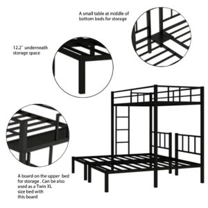 Harper & Bright Designs Twin Over Twin Bunk Beds for 3, Triple Bunk Bed, Metal Triple Bunk Bed with Guardrails, 3 Bunk Beds for Kids, Teens, Boys, Girls (Black)