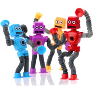 nutty toys sensory robot toys 4pk - top pop tubes fidget toy 2024 for adhd autism ages 3 4 5 6 7 8 9 10, best kids travel toy gifts idea, unique christmas tween, toddler, girl & boy stocking stuffers