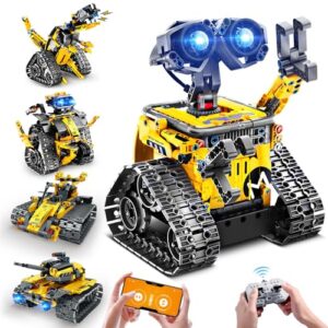 insoon robot toys for kids building set, 520 pcs app & remote control robotics kit 5-in-1 rc wall robot/engineer robot/dinosaur building stem toys gift for kids 6 7 8 9 10 11 12+ years old boys girls