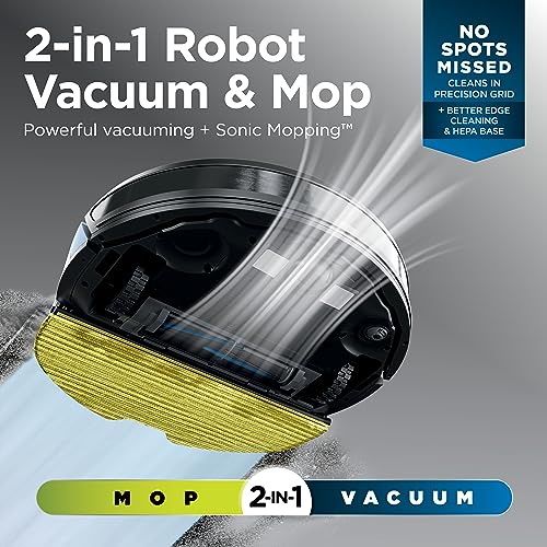 Shark Matrix Plus 2in1 Robot Vacuum & Mop with Sonic Mopping, Matrix Clean, Home Mapping, HEPA Bagless Self Empty Base, CleanEdge, for Pet Hair, Wifi, Black/Silver (RV2610WA)