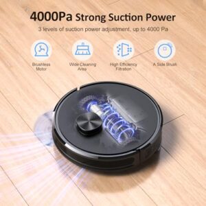 Lubluelu Robot Vacuum and Mop Combo 4000Pa, LiDAR Navigation, 3 in 1 Robotic Vacuum Cleaner with Laser, 5 Smart Mapping,10 No-go Zones, App/Alexa Control, Vacuum Robot for Pet Hair, Carpet, Hard Floor