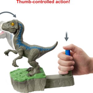 Mattel Games Rock 'Em Sock 'Em Raptors Jurassic World Domination Kids Game Fighting Raptors with Blue vs Atrociraptor