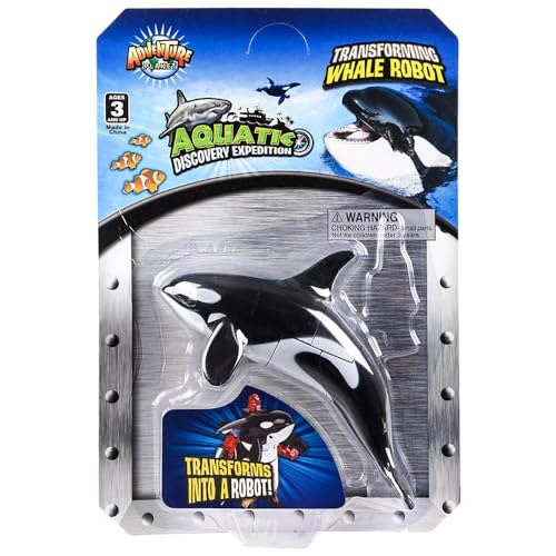 Rhode Island Novelty Safari Discovery Expedition Transforming Orca Whale to Robot Toy, 4 inch Action Figure, Great Gift for Boys and Girls