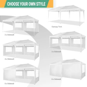 COBIZI Canopy 10x20 Pop Up Canopy Tent with 6 Sidewalls Ez Pop Up Tent 10x20 Waterproof Commercial Instant Shelter Tent UPF 50+ Portable Gazebo Wedding Tents for Parties Carport Vender Events, White