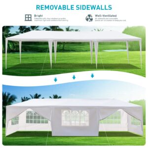 10'x30' Outdoor Party Tent, Wedding Patio Gazebo, Canopy Tent with 8 Removable Sidewalls and 2 Doors, Cater Events Pavilion with transparent windows, Waterproof, Easy Set