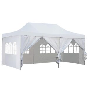 outdoor basic 10x20 ft pop up canopy party wedding gazebo tent shelter with removable side walls white for hiking