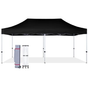 hlong 10x20ft pop up canopy tent outdoor heavy duty commercial instant sun shelter, black