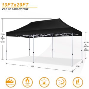 HLong 10x20FT Pop Up Canopy Tent Outdoor Heavy Duty Commercial Instant Sun Shelter, Black