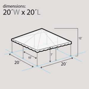 TentandTable 20' x 20' West Coast Frame Canopy Tent, White Two-Piece Top, Indoor/Outdoor, 33-80 Person, for Parties and Vendor Events, Heavy Duty, Waterproof Vinyl Tents, Commercial, Residential Use