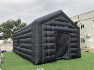 large black inflatable cube wedding tent square gazebo event room big mobile portable night club tent party pavilion for backyard/outdoor events(29.5ftx16.5ft)