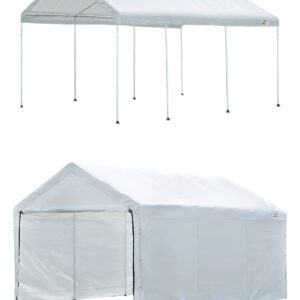 ShelterLogic 10' x 20' MaxAP Large Portable Garage 2in1 Kit Heavy-Duty Steel Frame Outdoor Canopy, Gazebo, or Carport Tent with Enclosure for Car, SUV, Truck, Boat, Tractor, White