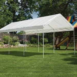 ShelterLogic 10' x 20' MaxAP Large Portable Garage 2in1 Kit Heavy-Duty Steel Frame Outdoor Canopy, Gazebo, or Carport Tent with Enclosure for Car, SUV, Truck, Boat, Tractor, White