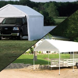 ShelterLogic 10' x 20' MaxAP Large Portable Garage 2in1 Kit Heavy-Duty Steel Frame Outdoor Canopy, Gazebo, or Carport Tent with Enclosure for Car, SUV, Truck, Boat, Tractor, White