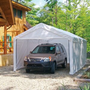 ShelterLogic 10' x 20' MaxAP Large Portable Garage 2in1 Kit Heavy-Duty Steel Frame Outdoor Canopy, Gazebo, or Carport Tent with Enclosure for Car, SUV, Truck, Boat, Tractor, White