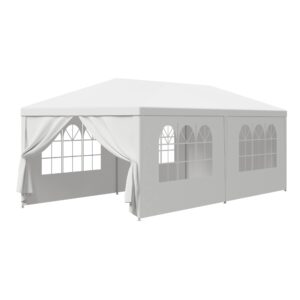 smartxchoices 10' x 20' outdoor white waterproof gazebo canopy tent with removable sidewalls windows heavy duty tent for party wedding events beach bbq…