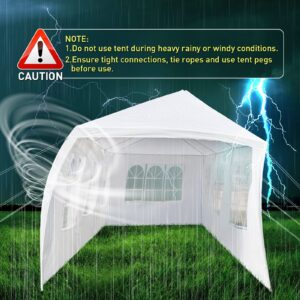 10'x30' Outdoor Canopy Tent for Parties, Large Party Tent with 8 Removable Sidewalls & Transparent Windows, White Wedding Tent, Outside Gazebo Event Tent for Garden, Backyard, Patio