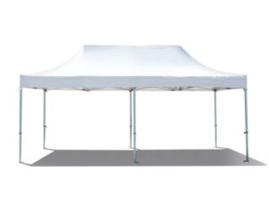 10-foot by 20-foot speedy tent | white | quick easy up | 40 mm thick aluminum frame | water resistant tent top | instant shelter for weddings, parties, and events