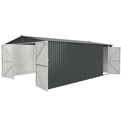 Jaxenor Outdoor Storage Shed 20x13 FT, Sheds & Outdoor Storage Clearance - Metal Garage Shed for Car, Truck, Bike, Lawnmower - Backyard Tool House Building with 2 Doors and 4 Vents